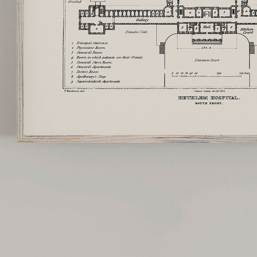 A4 Bethlem Royal Hospital Blueprint Poster, Lunatic Asylum Floor Plans ...