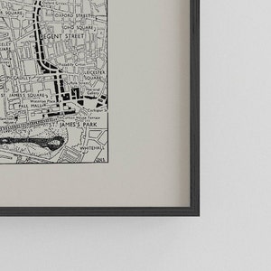 Regent's Street London Vintage Map Fine Art Print, Cartography Art ...