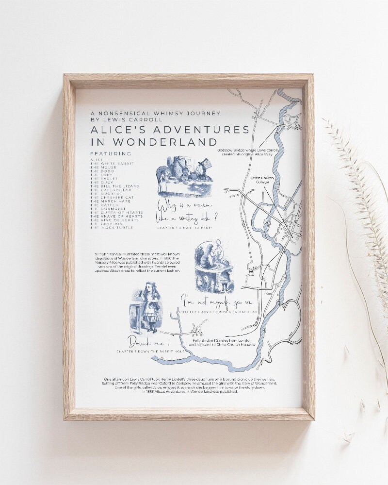 Alice's Adventures in Wonderland Map Poster Nursery Wall | Etsy
