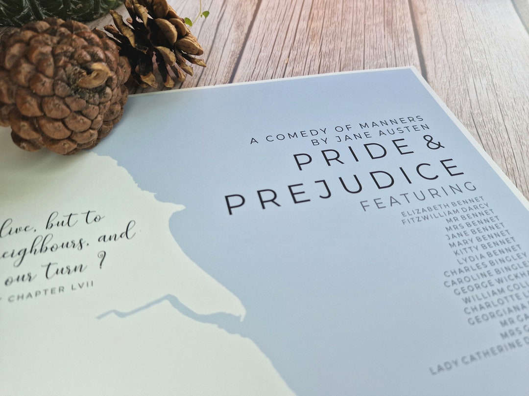 Pride and Prejudice Print - Literary Art Poster - Jane Austen Gifts ...