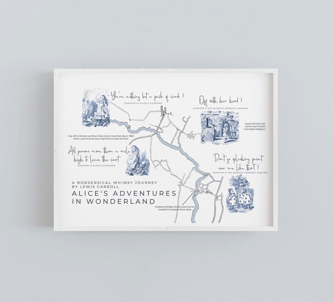 Lewis Carroll Alice's Adventures in Wonderland A4 Map - Etsy