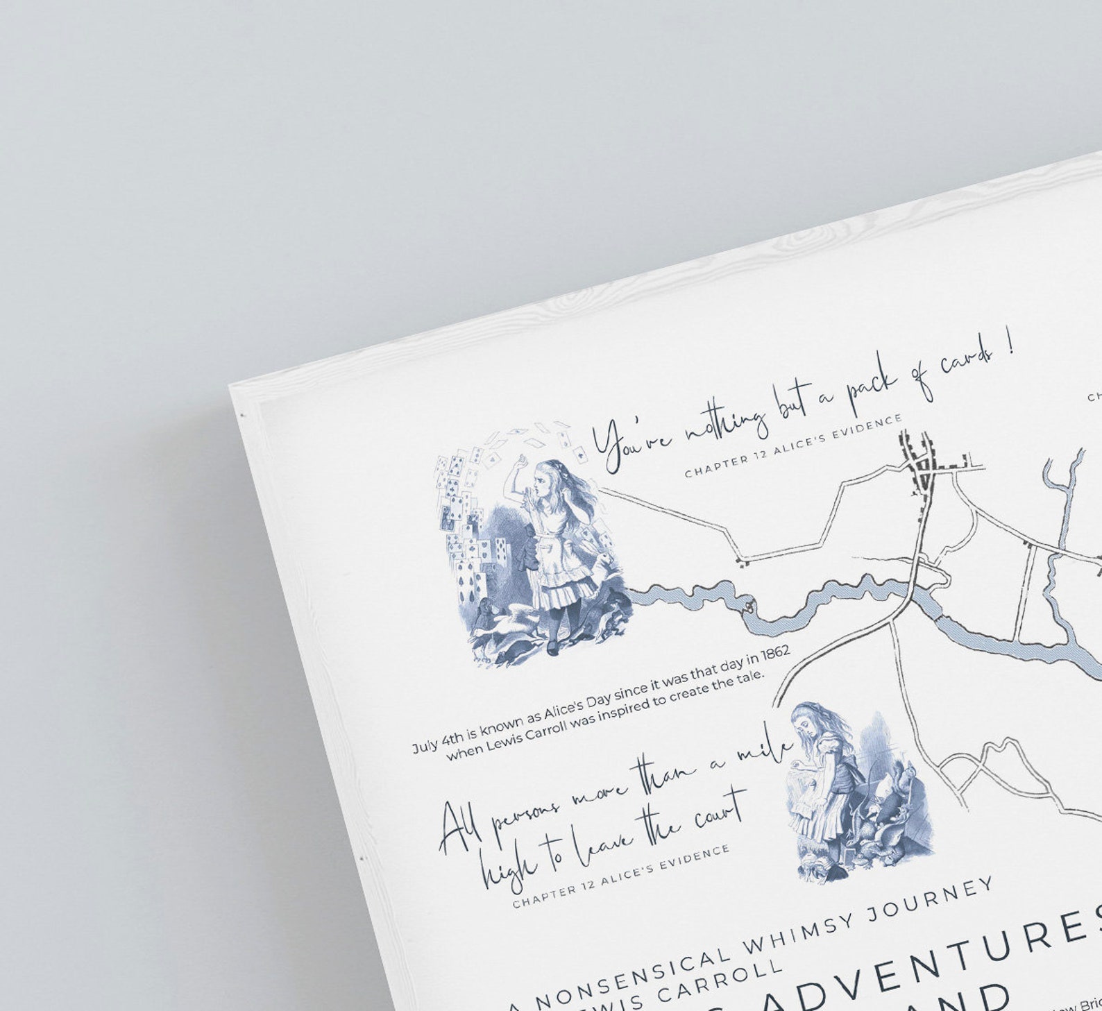 Lewis Carroll Alice's Adventures in Wonderland A4 Map - Etsy