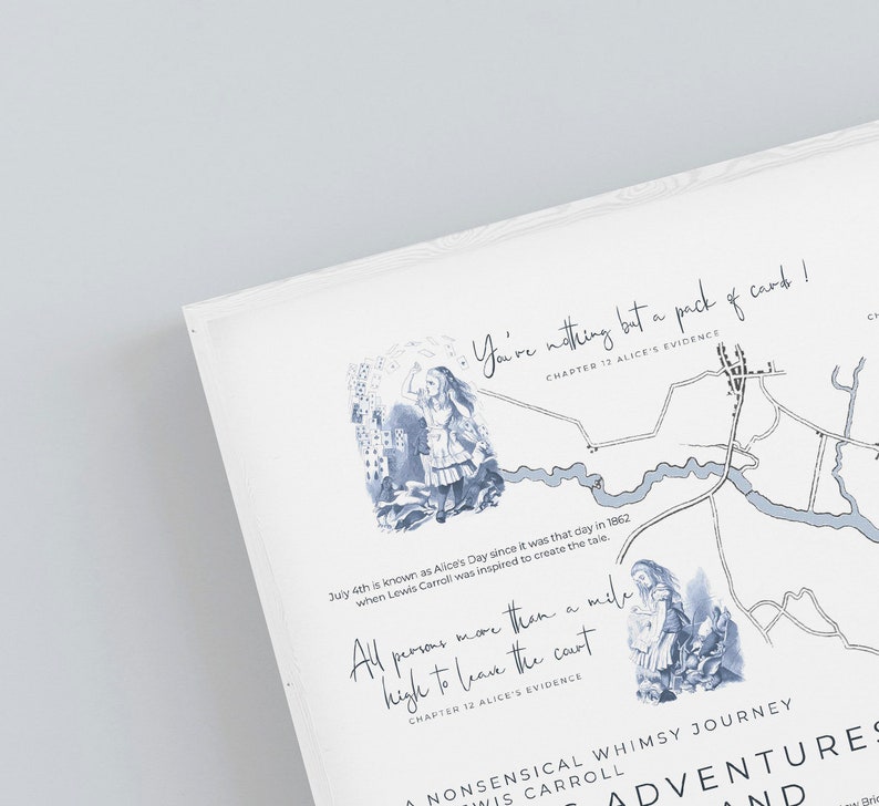 Lewis Carroll Alice's Adventures in Wonderland A4 Map - Etsy