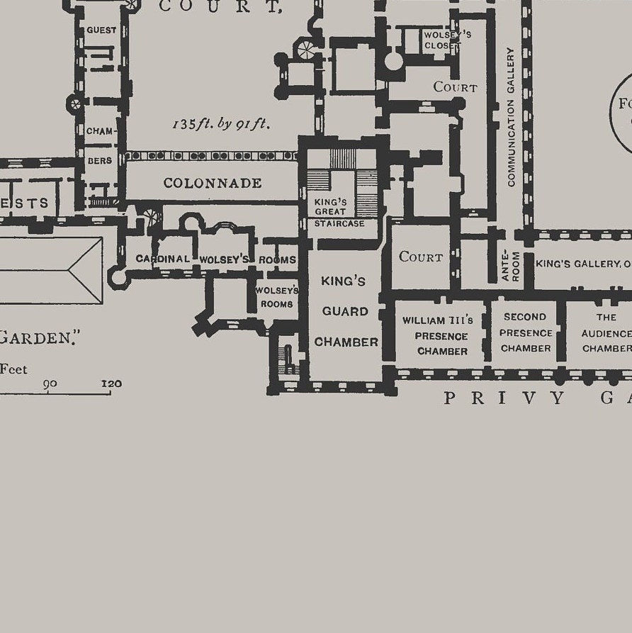 Hampton Court Palace Floor Plan Poster, King Henry VIII Art Print ...