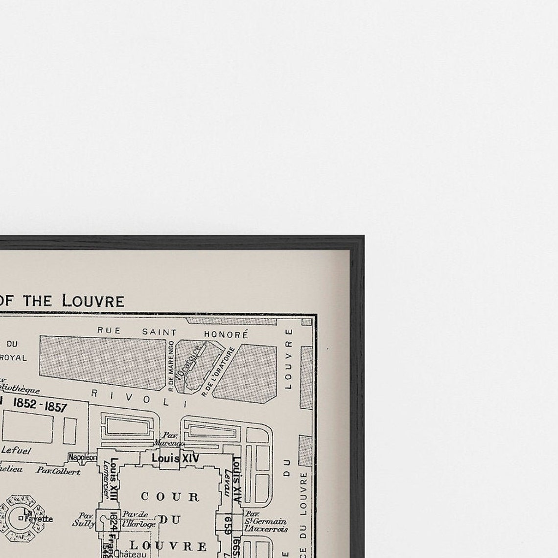 Historical Plan of the Louvre Paris Art Print, Architectural Drawing ...