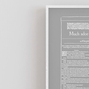 Much Ado About Nothing Print, Shakespeare First Folio, Literary Giclee ...