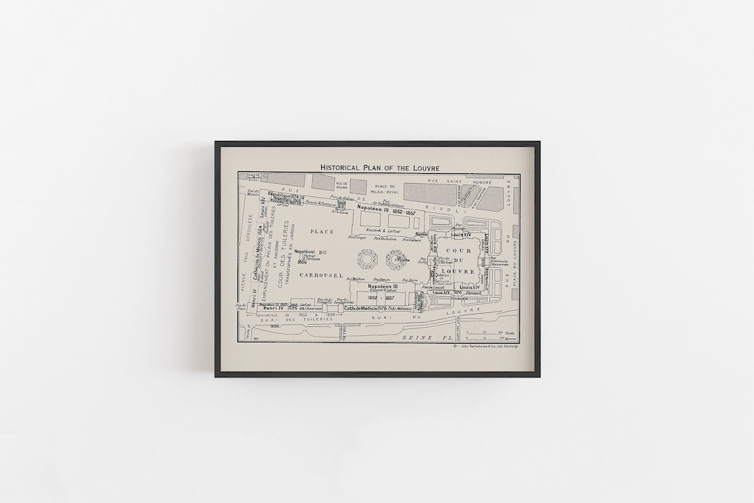 Historical Plan of the Louvre Paris Art Print, Architectural Drawing ...