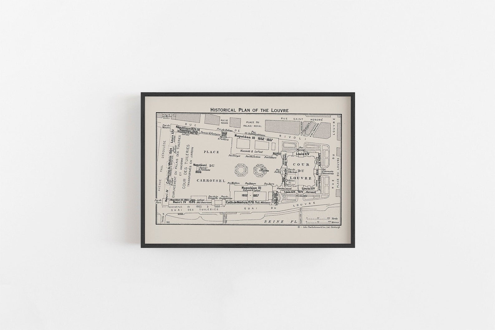 Historical Plan of the Louvre Paris Art Print, Architectural Drawing ...