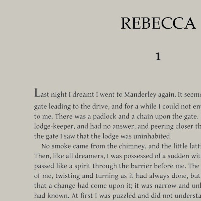 A5 Rebecca Book Page Print Daphne Du Maurier Book Page | Etsy UK