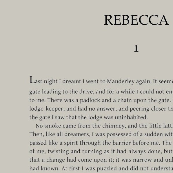 Rebecca Book Page Art Print - Daphne Du Maurier Literary Decor (A5 Size ...