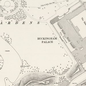 Buckingham Palace London Vintage Street Map Poster, Map Print of Green ...
