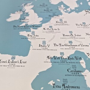 Shakespeare Literary Map Giclee Print: Play Locations & Quotes - Etsy