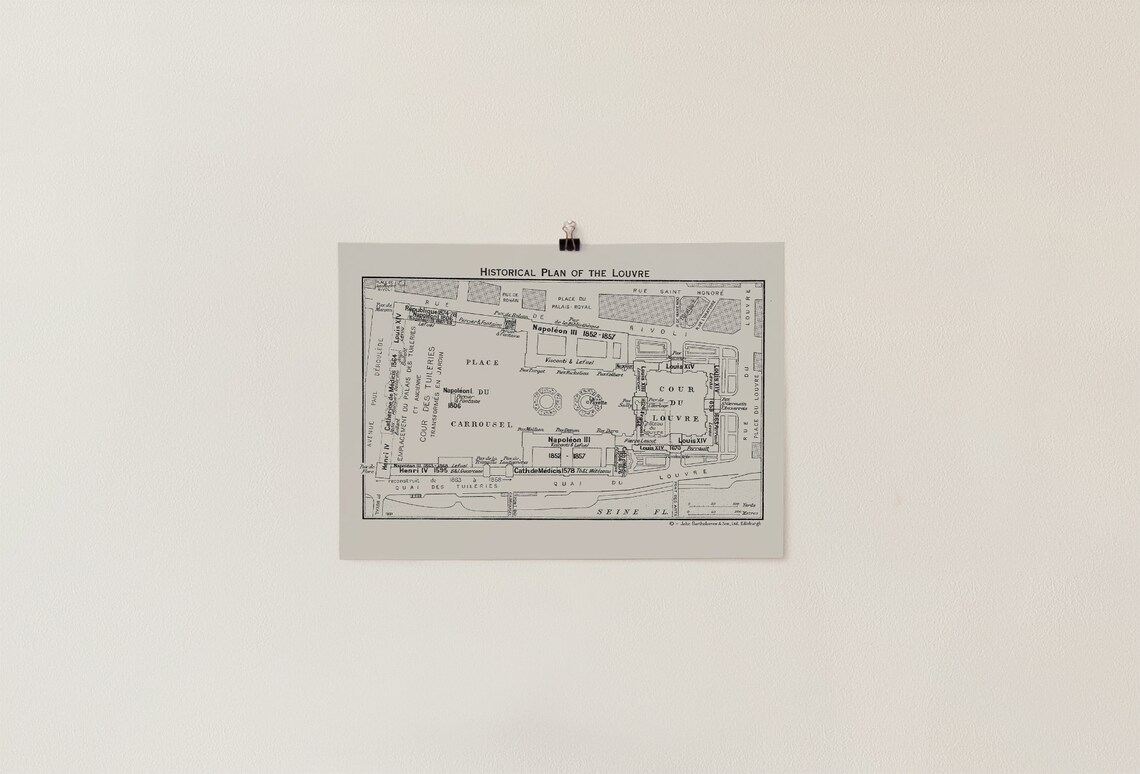 Historical Plan of the Louvre Paris Art Print, Architectural Drawing ...