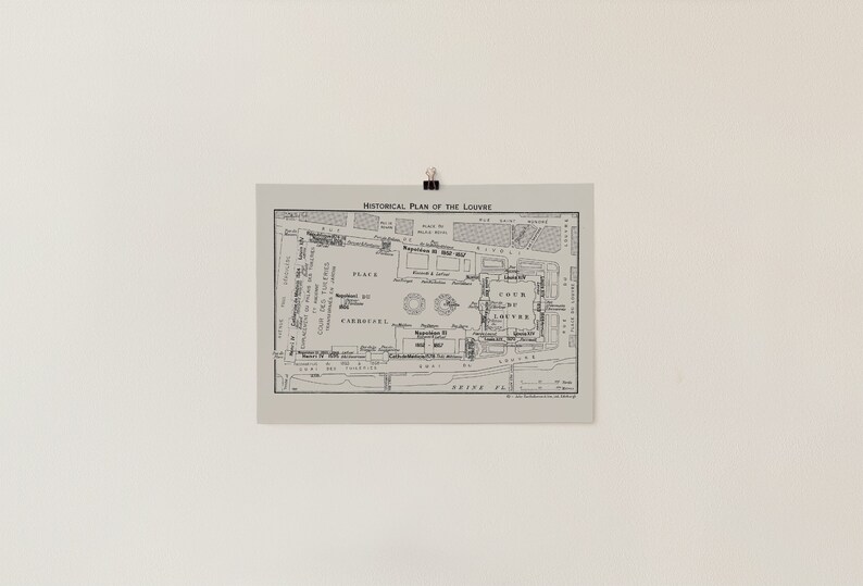 Historical Plan of the Louvre Paris Art Print, Architectural Drawing ...