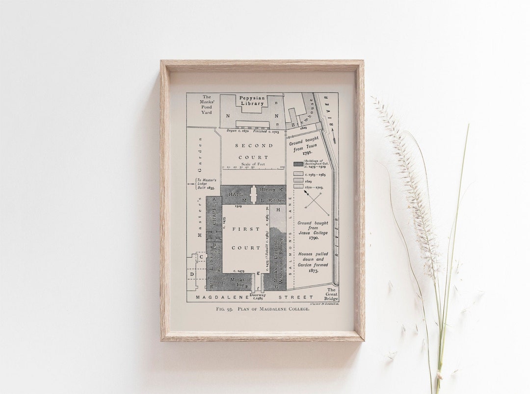 Magdalene College Cambridge Floor Plan Print: University Wall Art (A4 ...