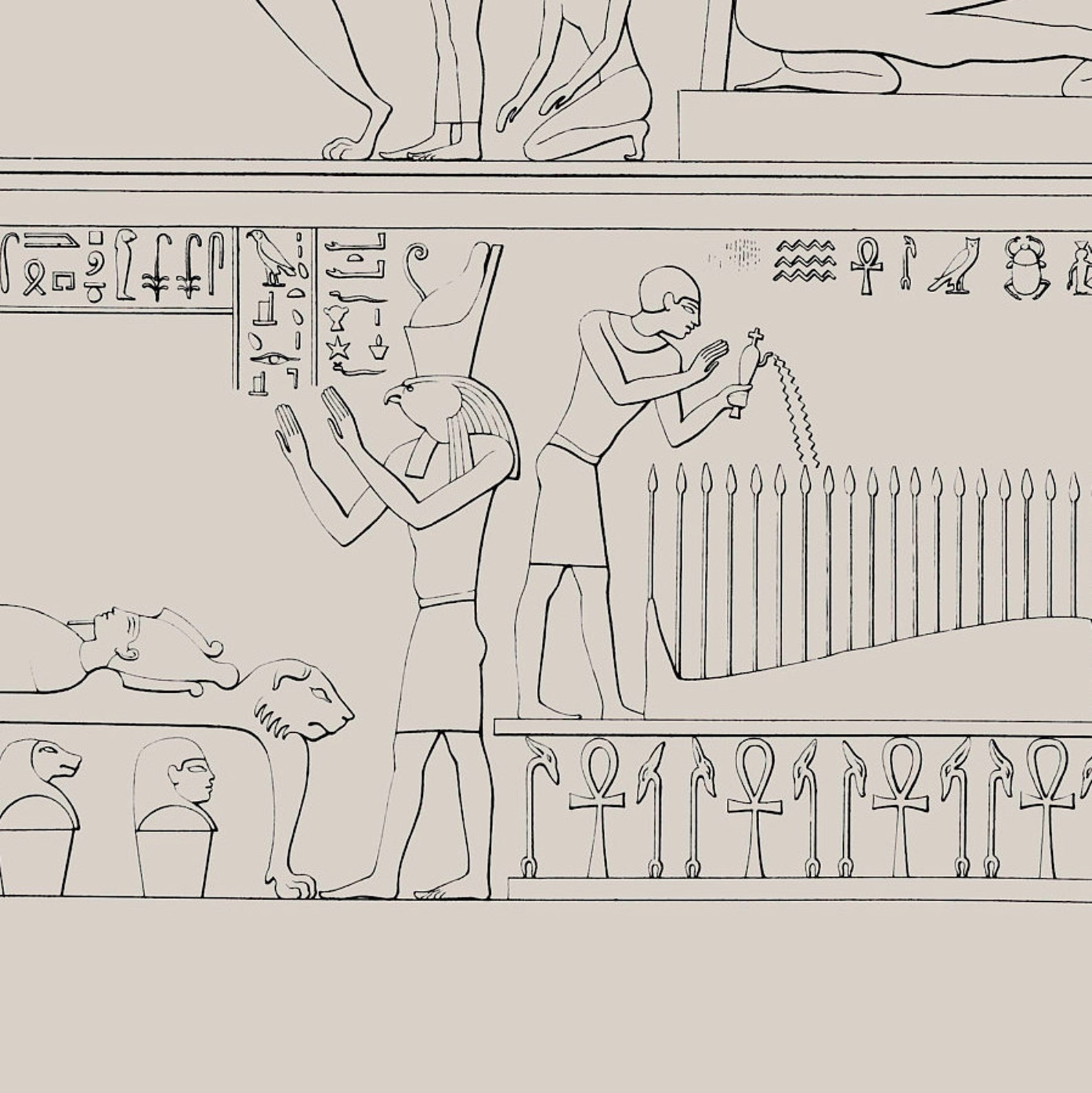 Osiris Funeral Room Print Egyptian Tomb Wall Art Hieroglyphs | Etsy