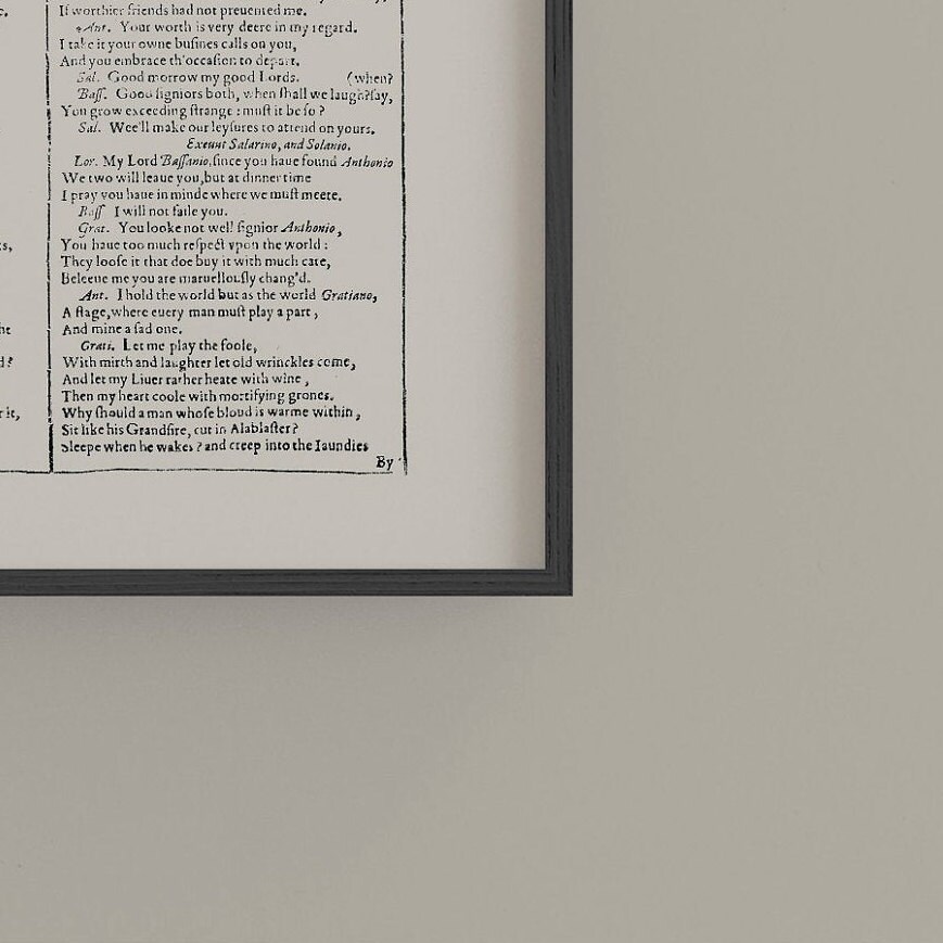 The Merchant of Venice Poster William Shakespeare First Folio | Etsy