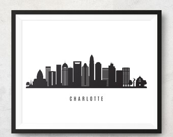 Charlotte skyline | Etsy