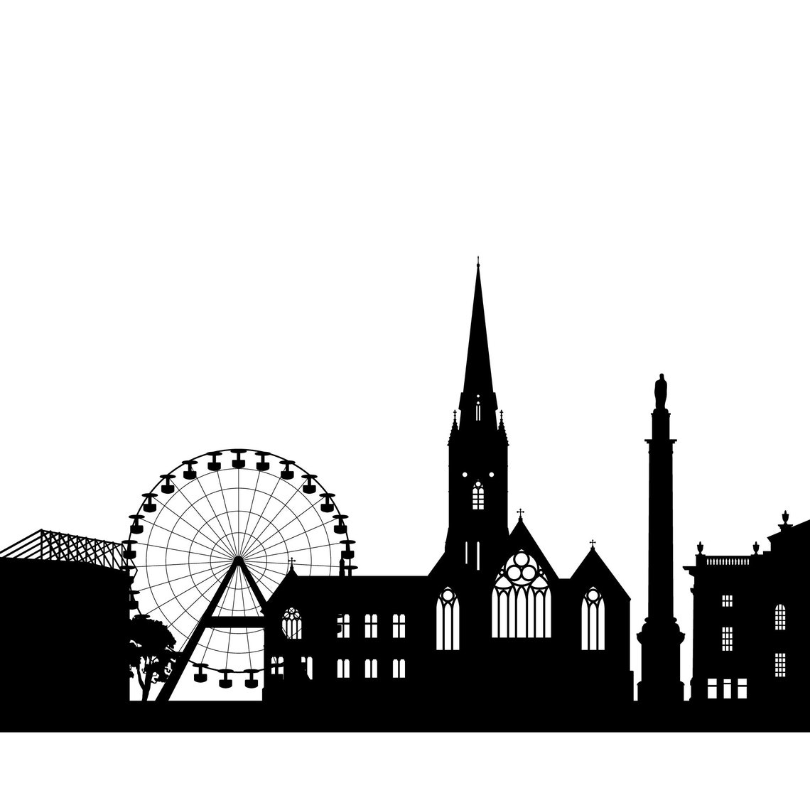 Newcastle Skyline Printable. Newcastle United Kingdom Black | Etsy
