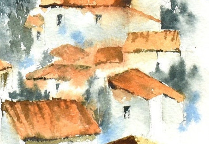 Spanish Village Painting Printable Art Print Comares Spain | Etsy