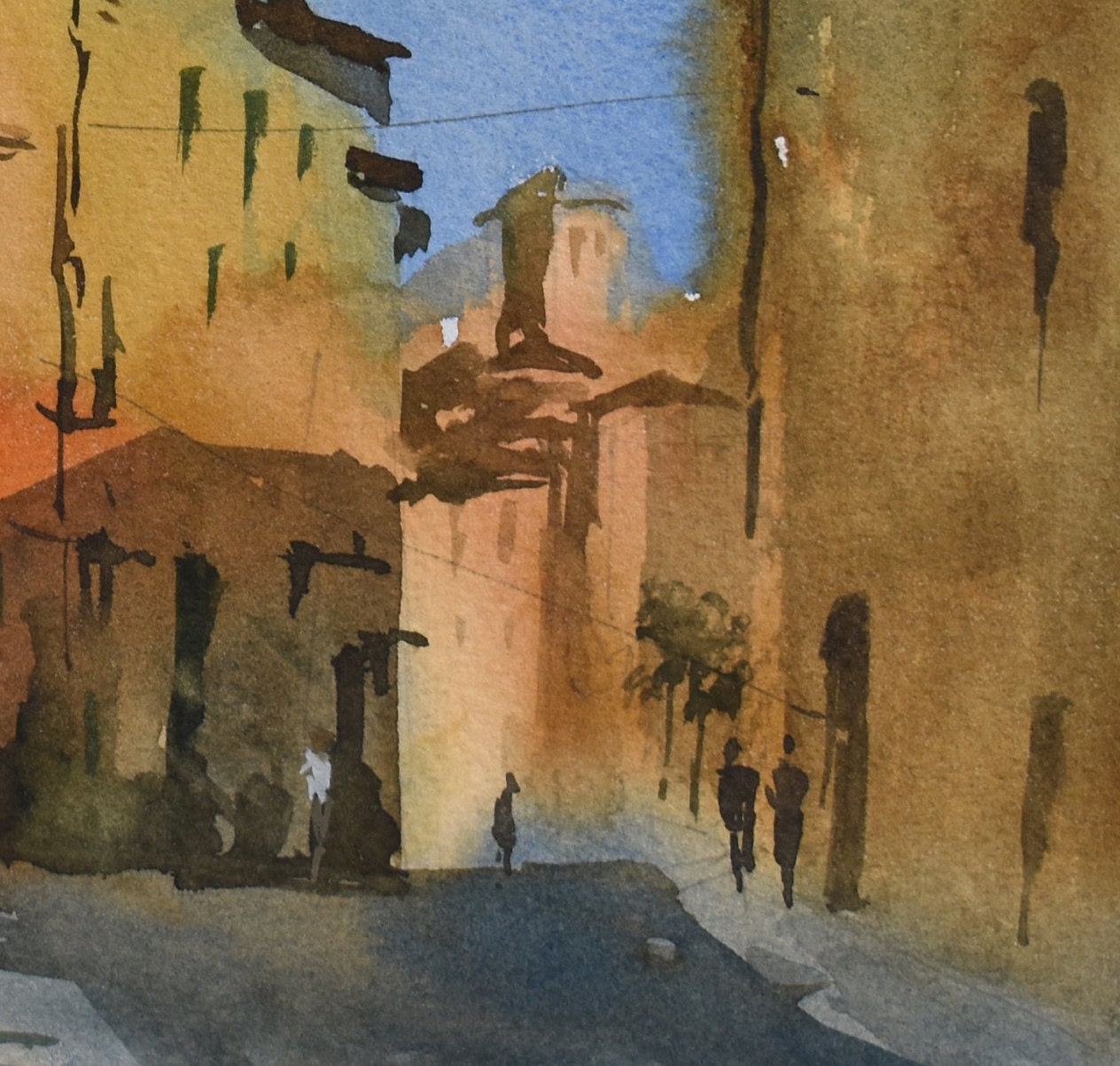 Assisi Painting, Italy Landscape Watercolor Painting, Italy City ...