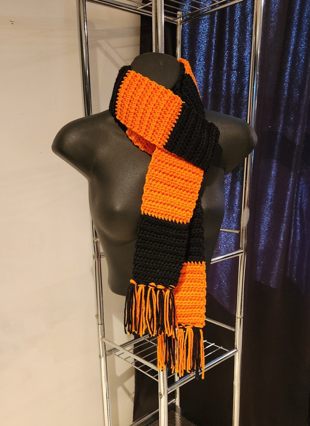 Pumpkin Guts Orange and Black Striped Scarf - Etsy