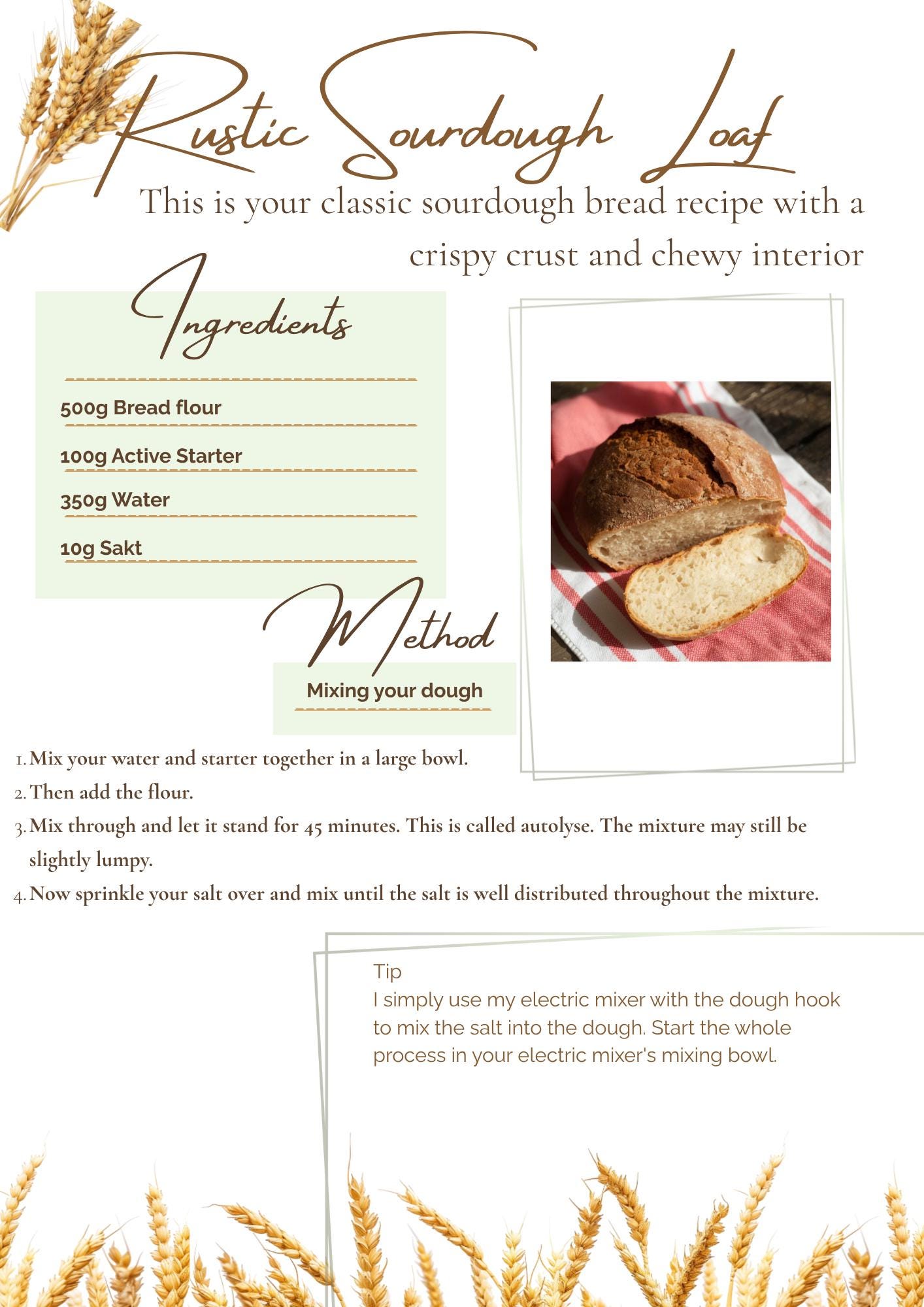 Bread Recipe Card Template | Editable Canva Baking Card | Boho ...