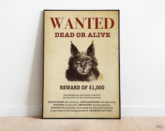 Cat Wanted Poster - Etsy