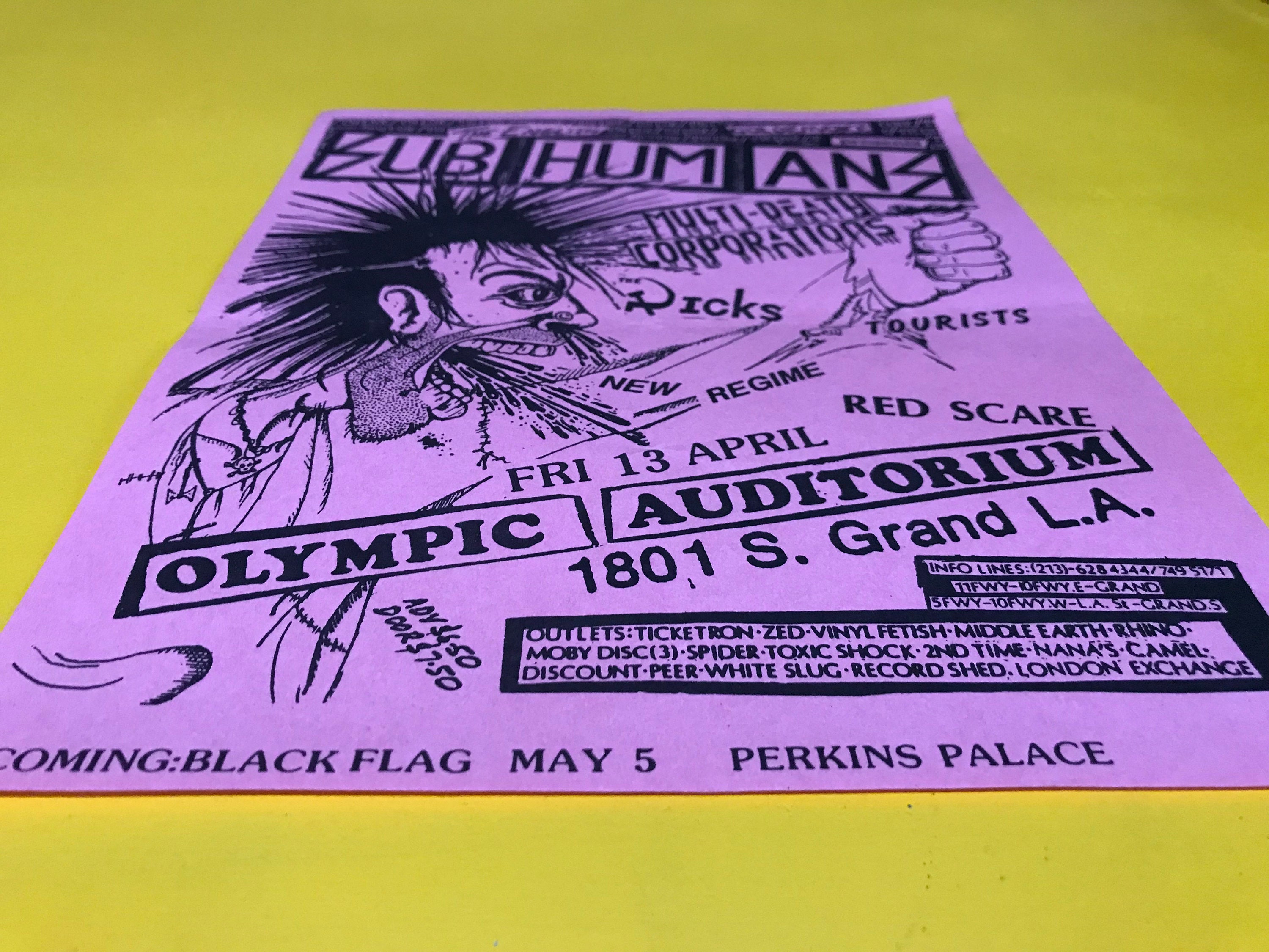 SUBHUMANS Original Flyer - Friday the 13th 1984 - Vintage - Etsy