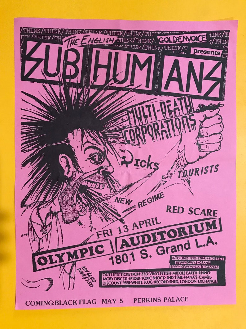 SUBHUMANS Original Flyer - Friday the 13th 1984 - Vintage - Etsy