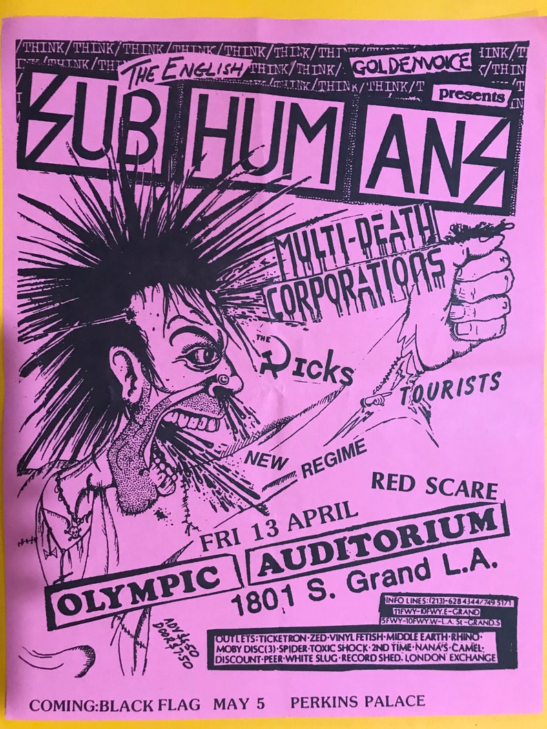 SUBHUMANS Original Flyer - Friday the 13th 1984 - Vintage - Etsy