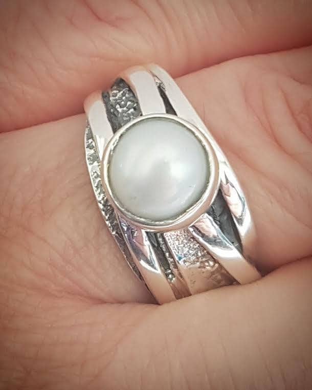 Sterling Silver Pearl Ring Handmade Jewellery Contemporary | Etsy