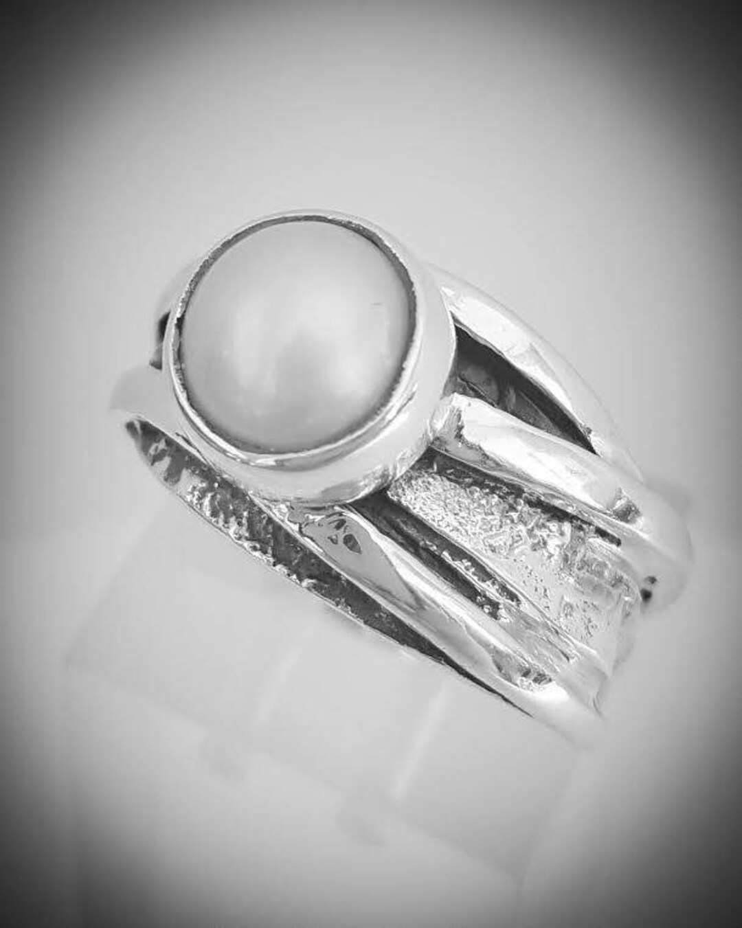 Sterling Silver Pearl Ring, Handmade Jewellery, Contemporary Ring ...