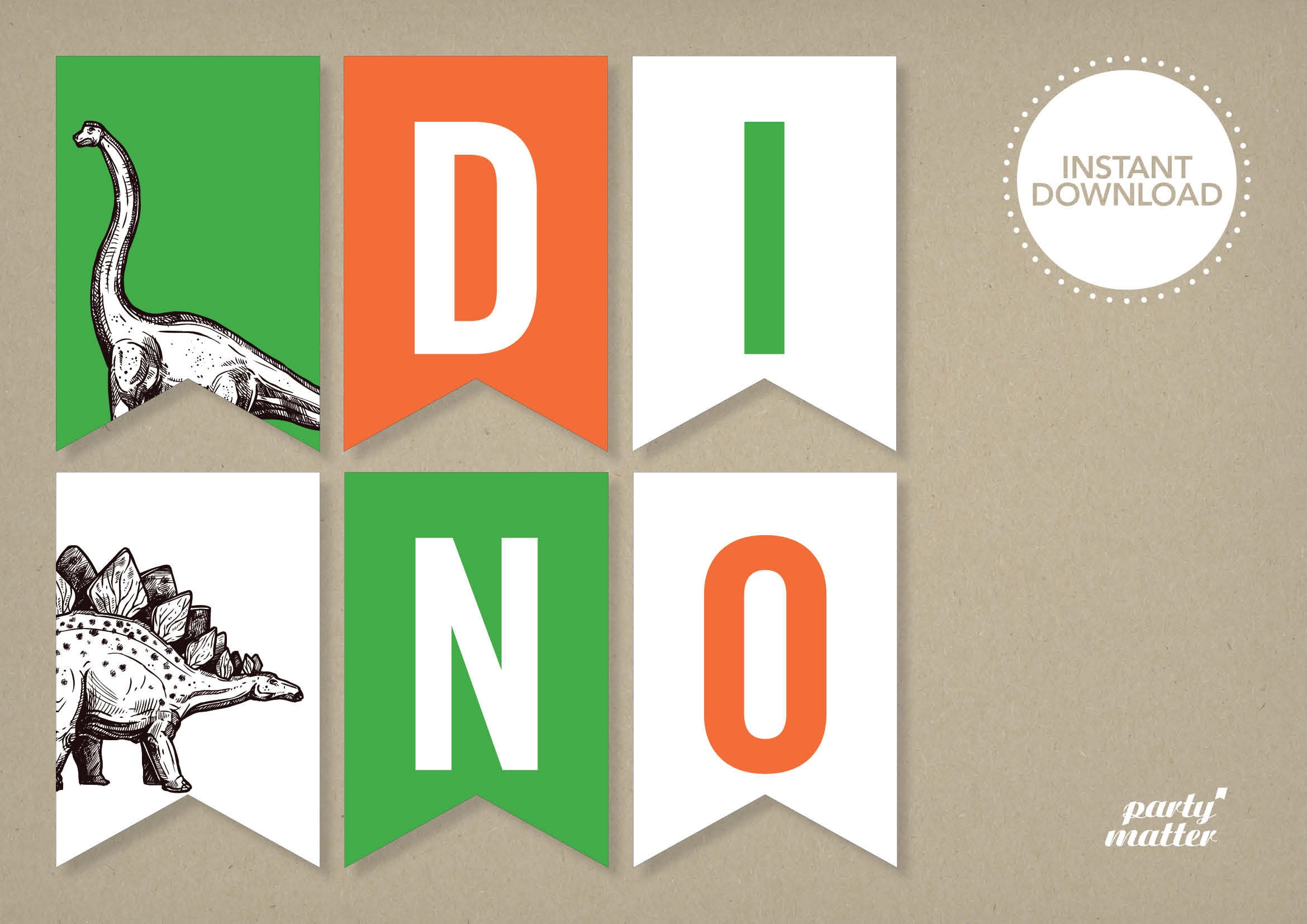 Dinosaur Party Bunting/banner/flags/garland Printable - Etsy