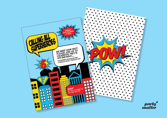 Superhero Party Invitation Vintage Comic Printable | Etsy