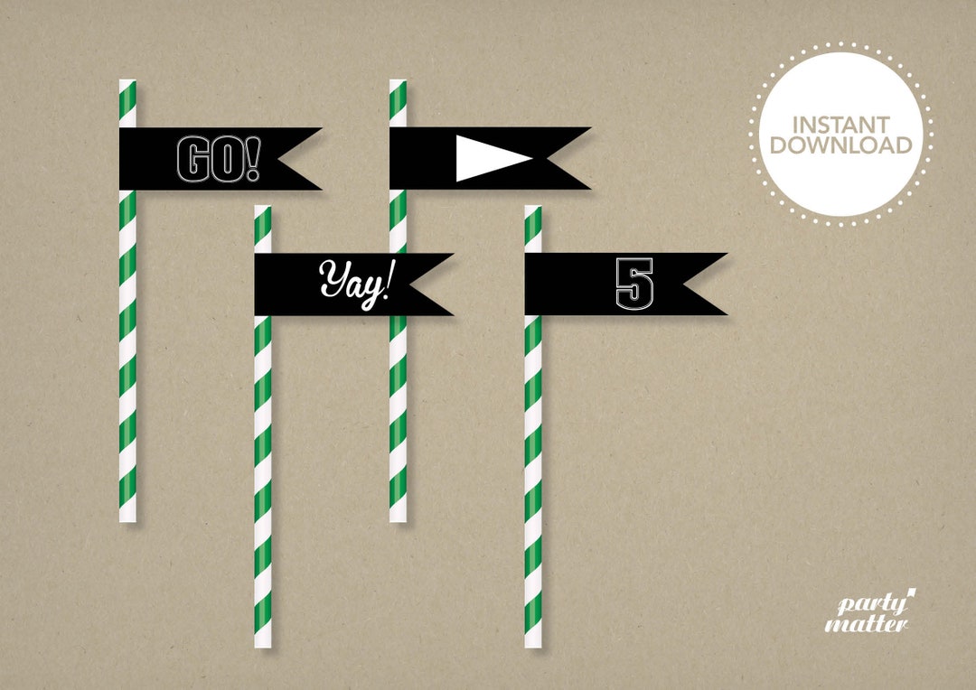 Sports Party Straw Flag Printable - Etsy