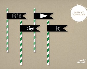 Art Kids Party Straw Flags Template Printable Straw Flag - Etsy