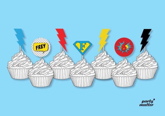 Superhero Party Cupcake Toppers Printable | Etsy