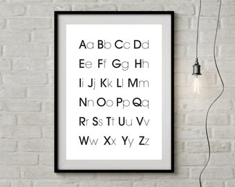 Alphabet Chart Black and White Children's Bedroom, Nursery or Playroom ...