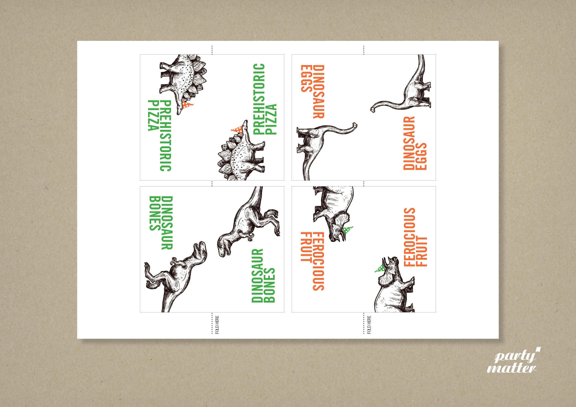 Dinosaur Party Food Tent Cards/labels - Etsy
