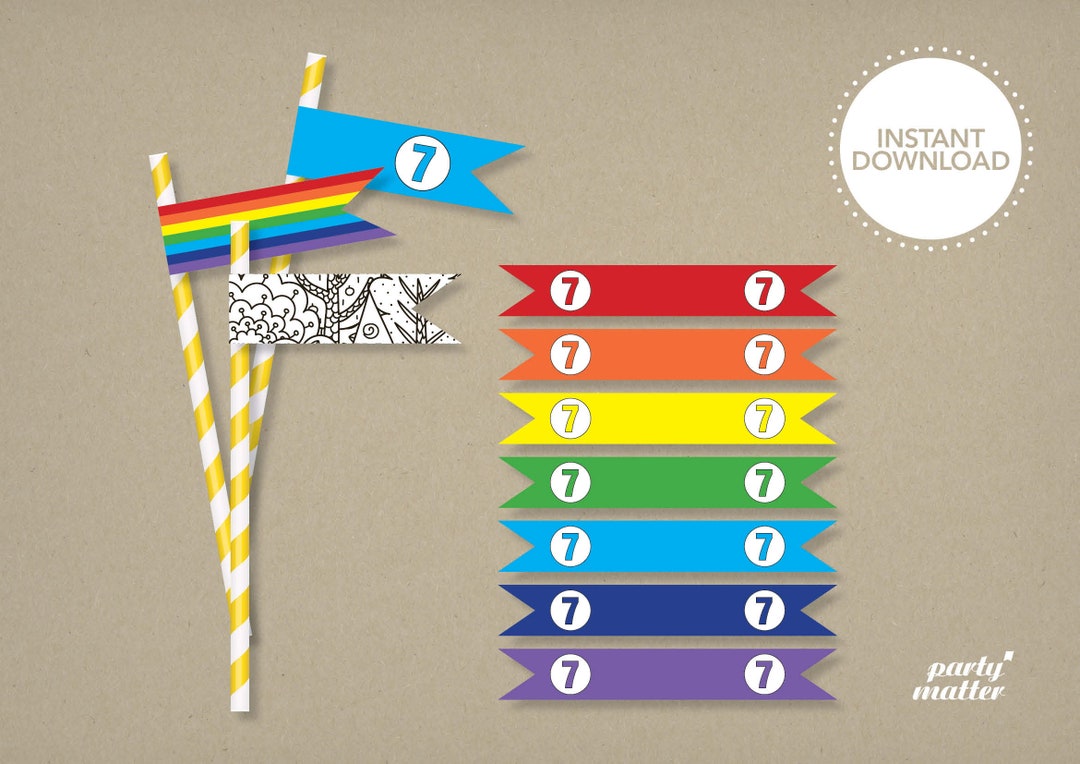 Art Party Straw Flag Printable - Etsy