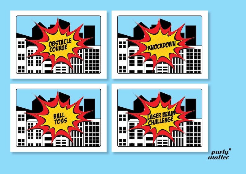 Superhero Party Signs - Etsy