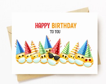 Mask Birthday Card | Etsy UK