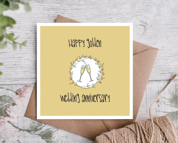 Happy Golden Wedding Anniversary Card Blank or Personalised | Etsy