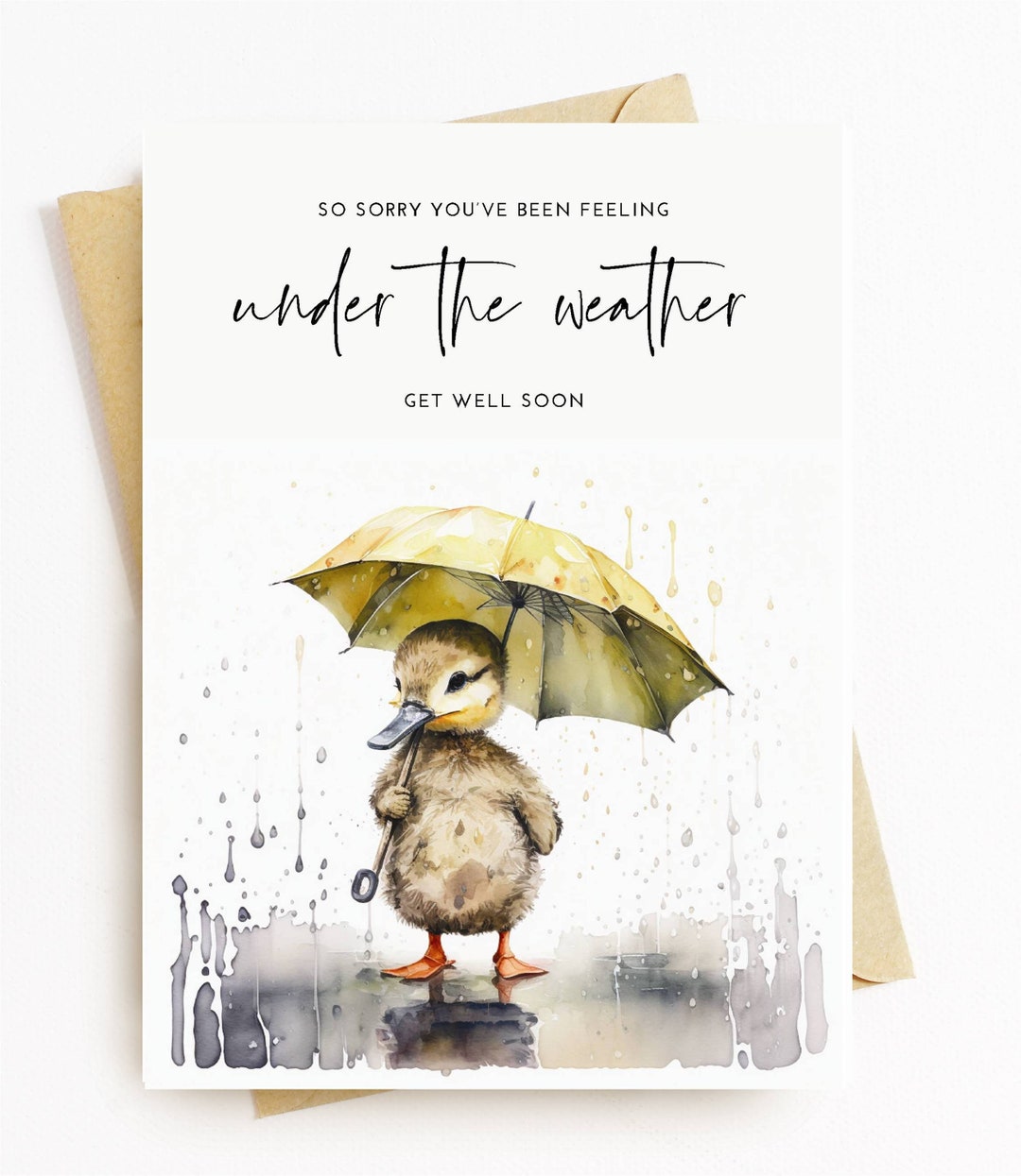 JE466 Get Well Soon Card - Sorry You Are Feeling Under the Weather - Cute Duck Card - Etsy UK