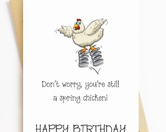 JE347 Still A Spring Chicken Happy Birthday Card - Etsy UK
