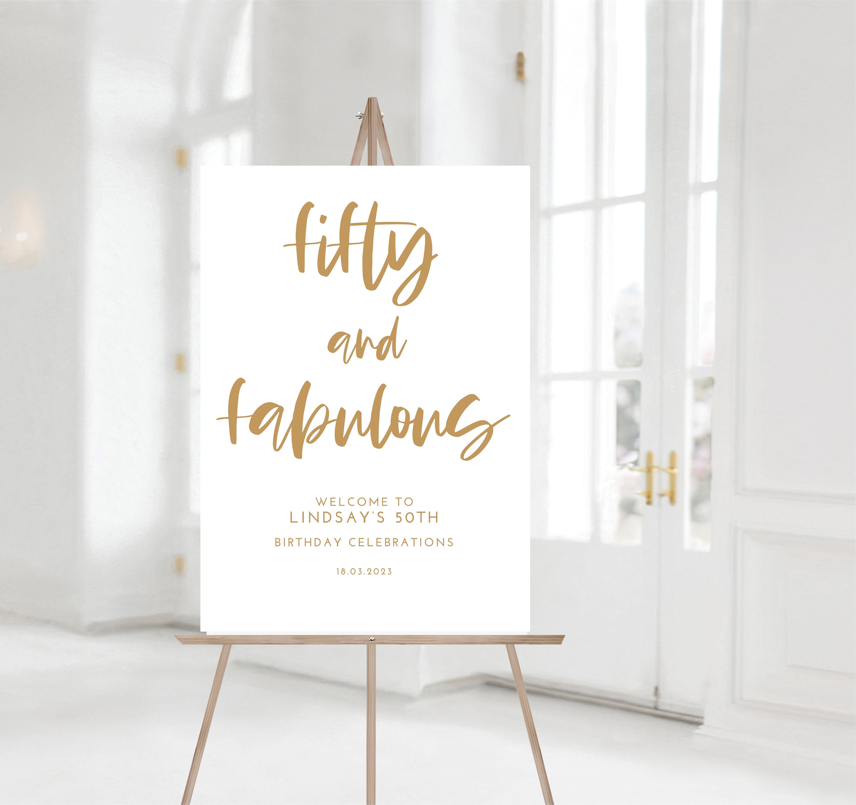 Personalised 50th Birthday Sign Fifty & Fabulous Welcome - Etsy UK