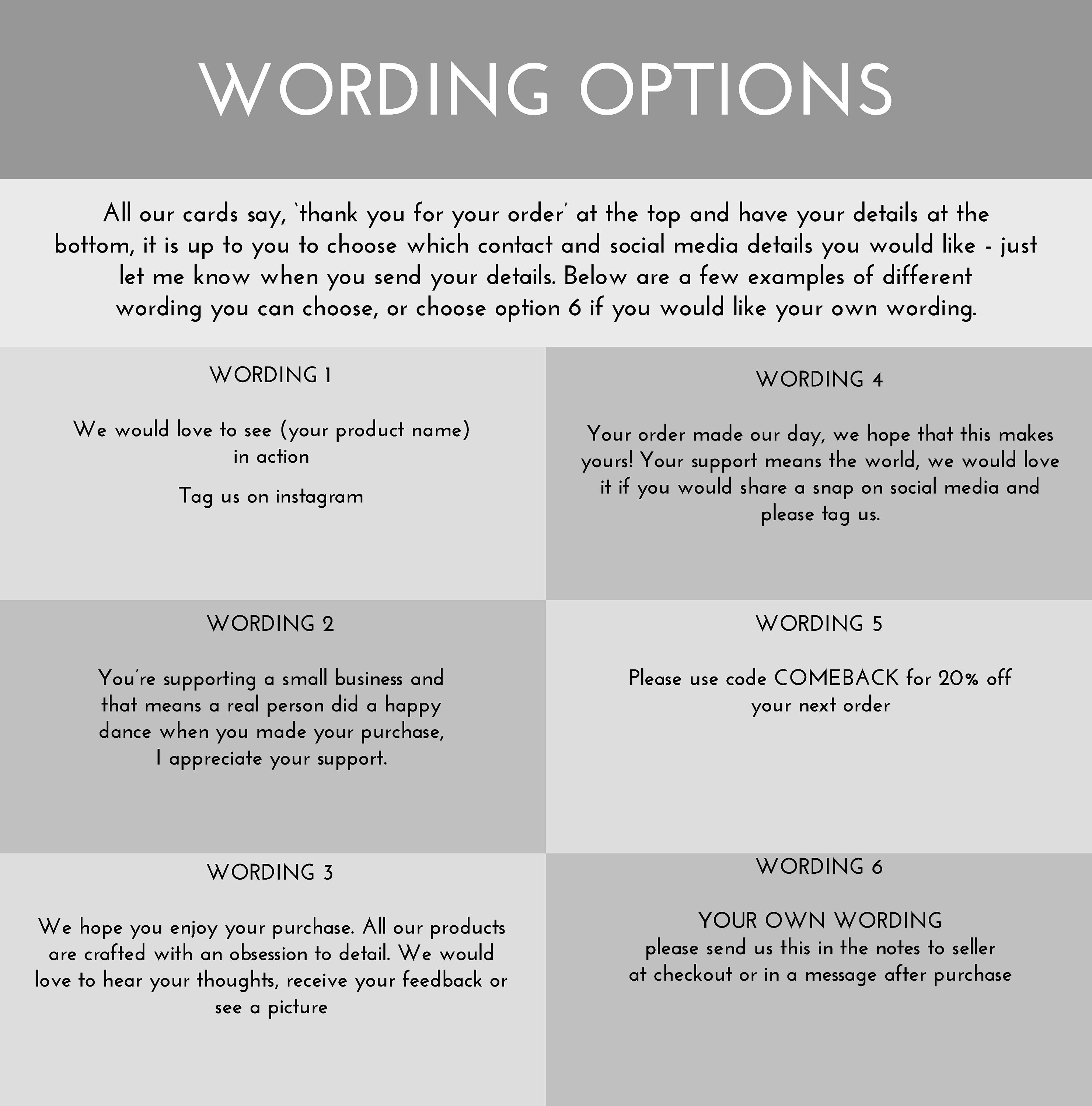 Thank You for Your Order Cards With Choice of Fonts and - Etsy
