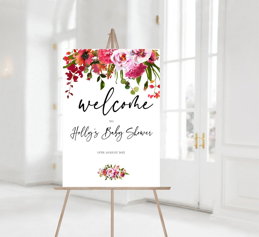 Personalised Baby Shower Welcome Sign - Fully Printed A1, A2 - Holly ...