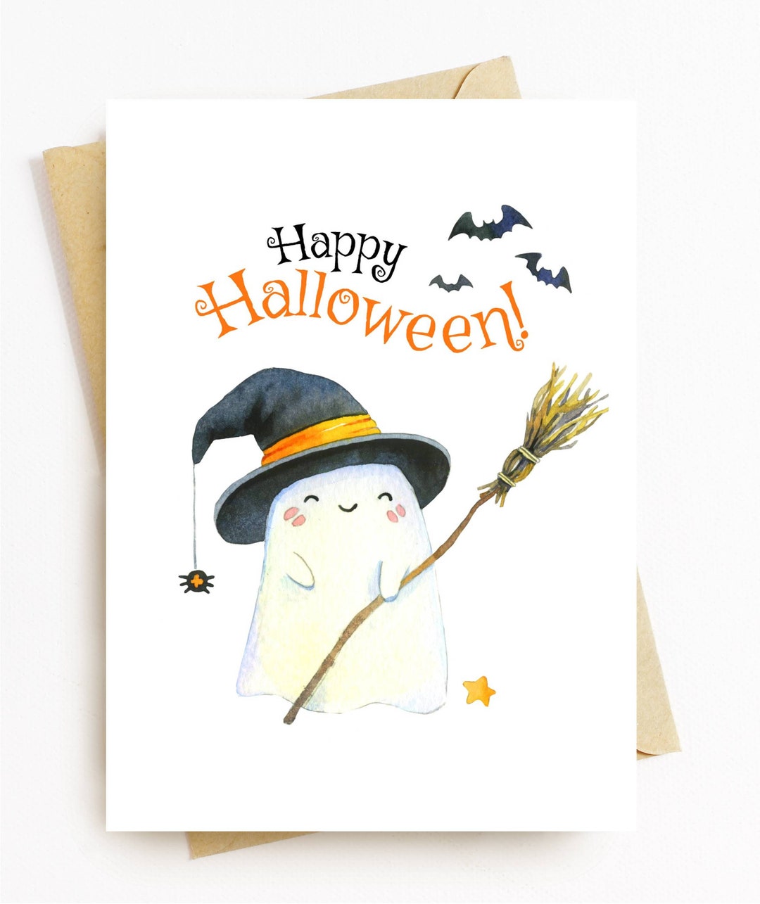 JE457 Happy Halloween Card Happy Ghost - Etsy